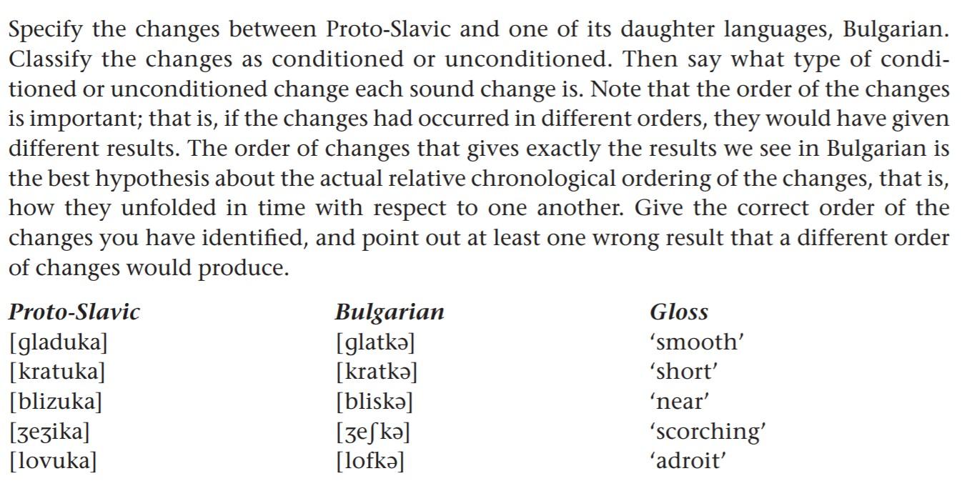 Specify the changes between Proto-Slavic and one of | Chegg.com