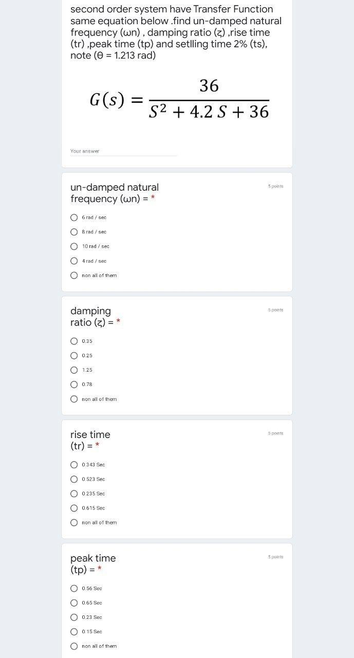 Solved second order system have Transfer Function same | Chegg.com