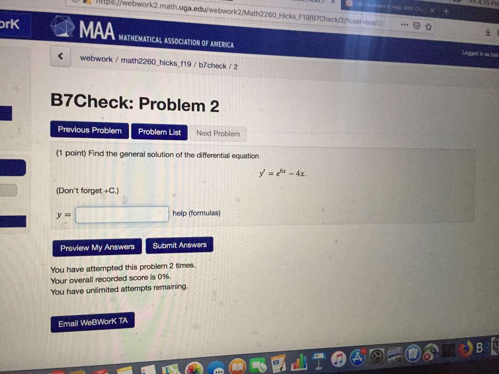 Solved U Https://webwork2.math.uga.edu/webwork2/Math2260 | Chegg.com
