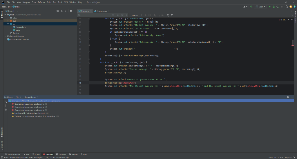 Solved Need help with my code that is in JAVA language: I | Chegg.com
