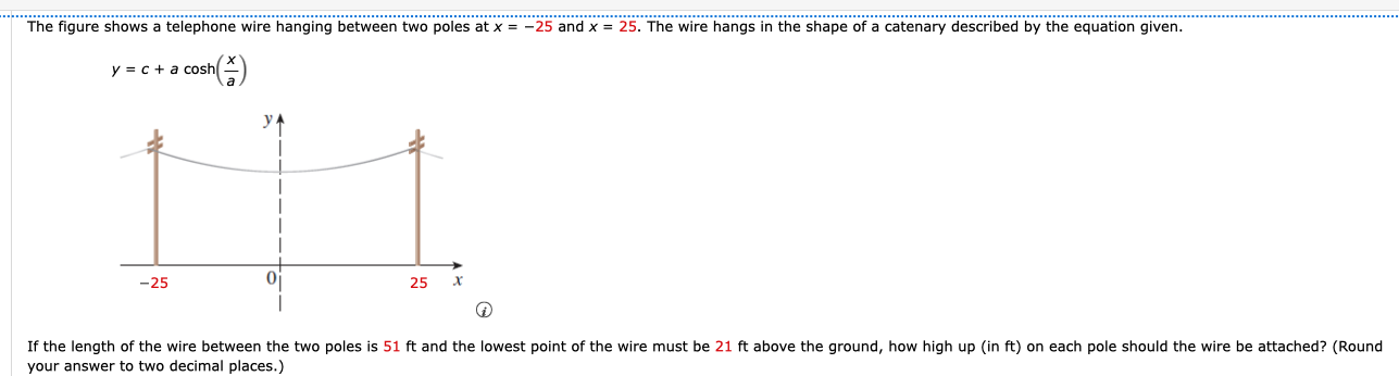 Solved shows a telephone wire hanging between two poles at | Chegg.com