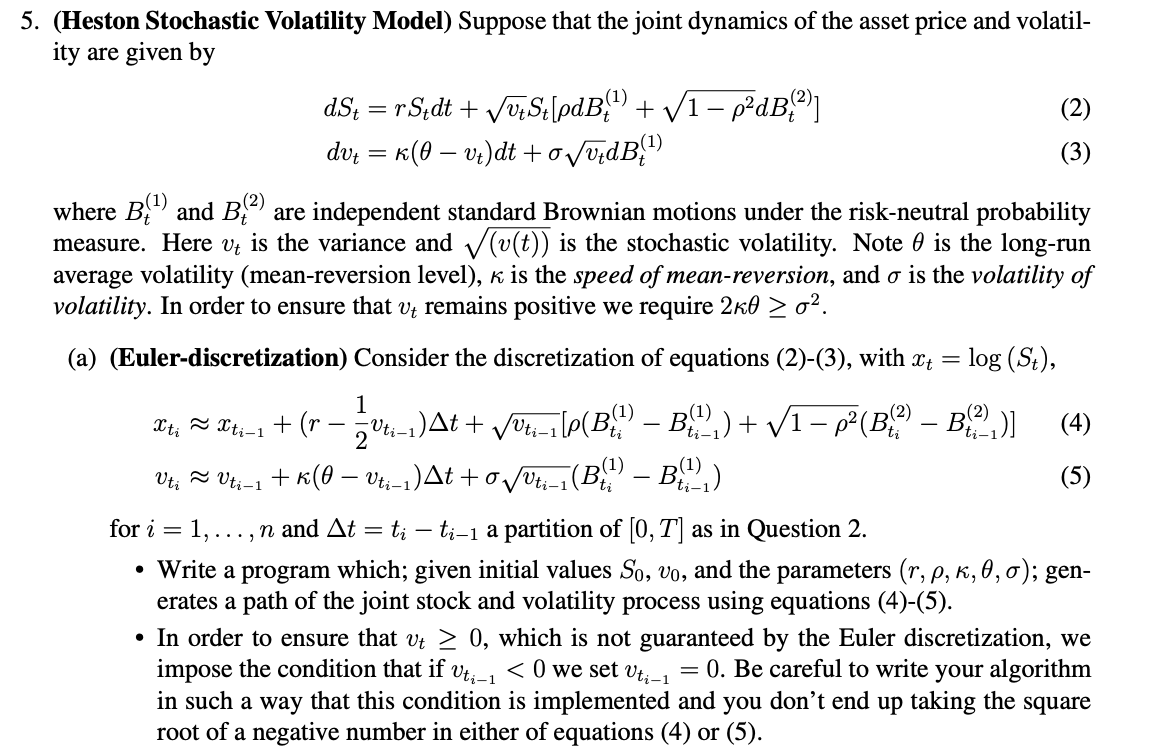 Heston Stochastic Volatility Model Suppose That The