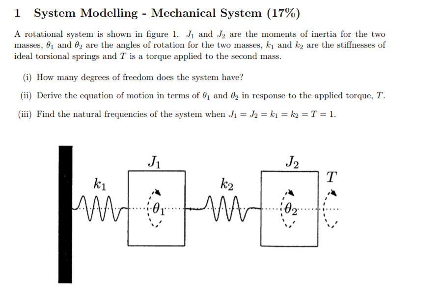 Solved 1 System Modelling-Mechanical System (17%) A | Chegg.com