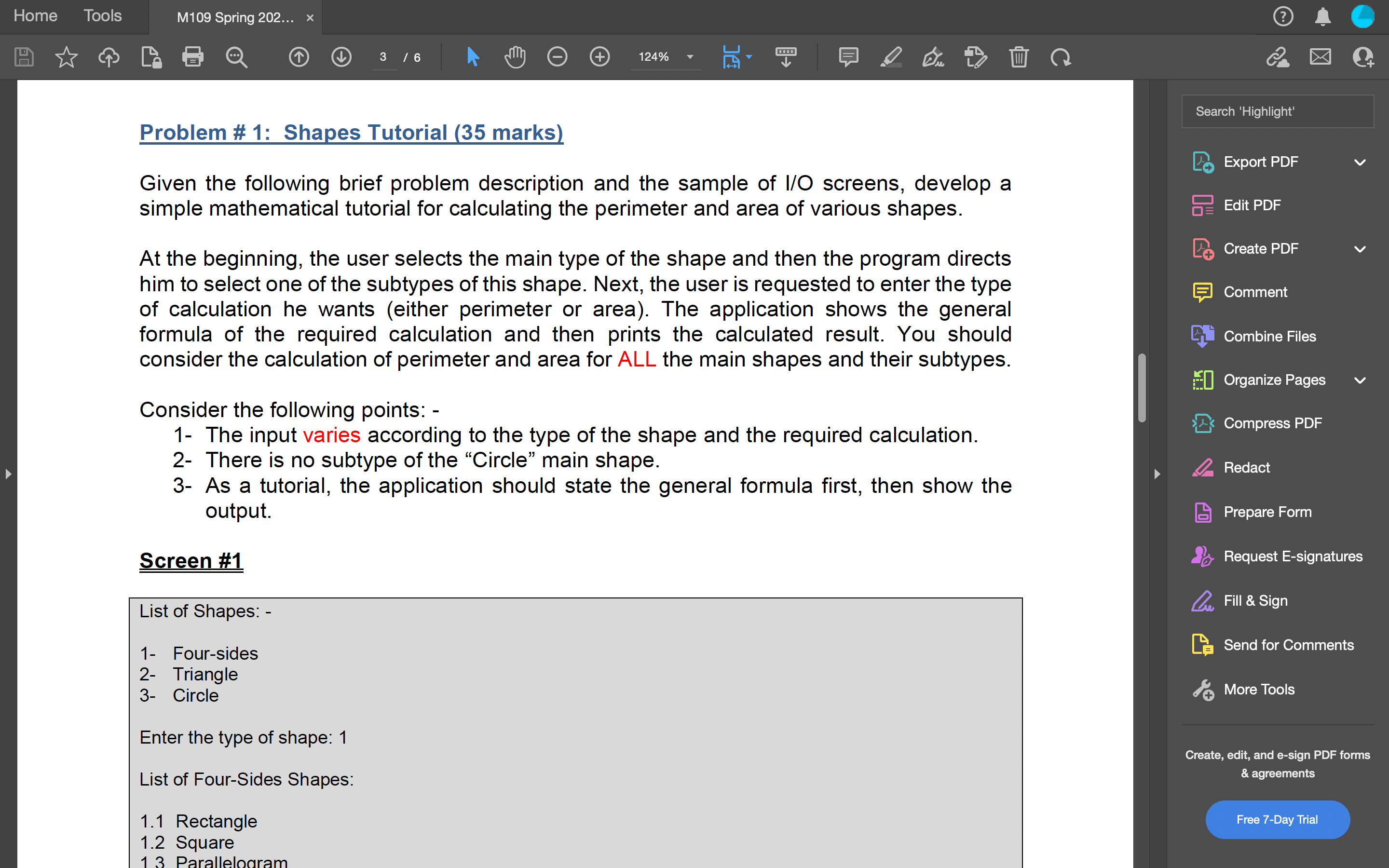 Solved Given the following brief problem description and the | Chegg.com