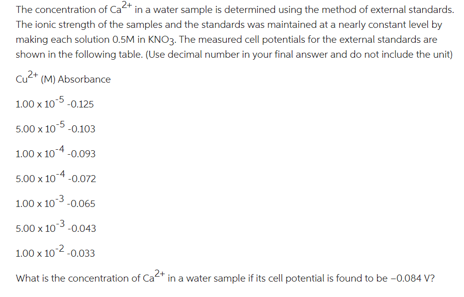 The concentration of Ca2+ in a water sample is | Chegg.com