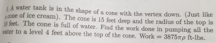 Solved A water tank is in the shape of a cone with the | Chegg.com