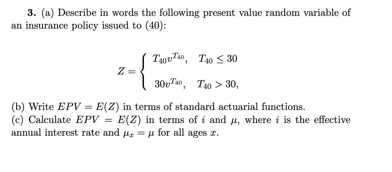 Solved 3. (a) Describe in words the following present value | Chegg.com