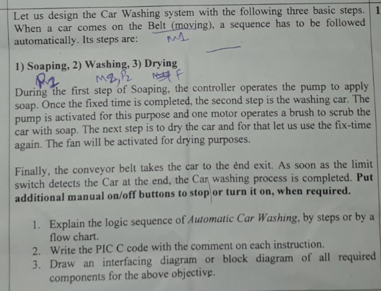Solved Let us design the Car Washing system with the | Chegg.com