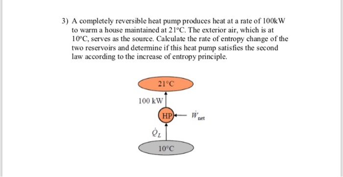 Solved 3) A completely reversible heat pump produces heat at | Chegg.com