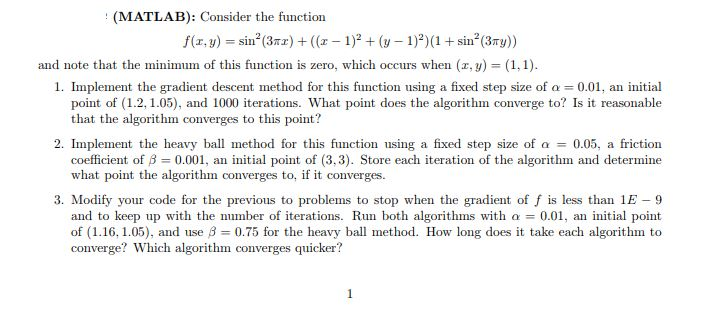 (MATLAB): Consider the function f(r,y) sin (3m) | Chegg.com
