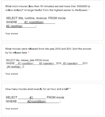 Solved MOVIE table (partial screenshot). Note that runtime | Chegg.com