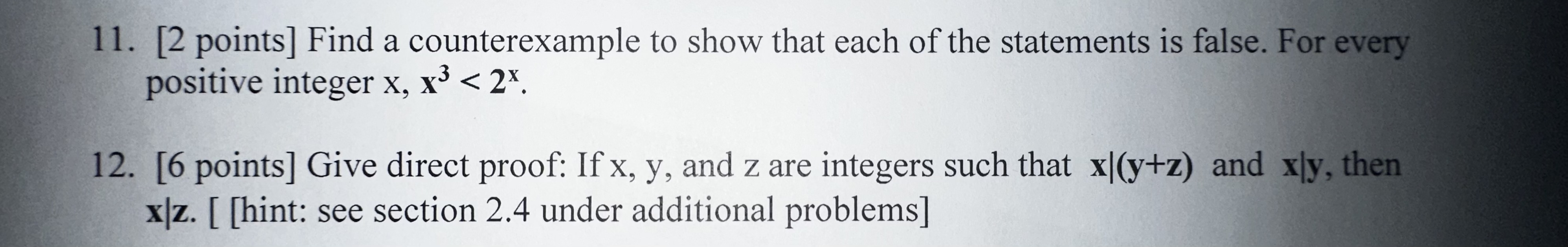Solved 1 2 Points Find A Counterexample To Show That Each 