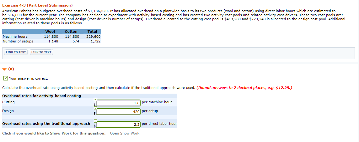 Solved Exercise 4-3 (Part Level Submission) American Fabrics | Chegg.com