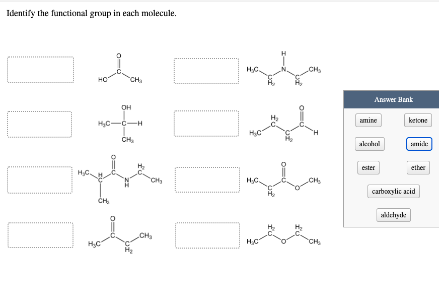 Solved Identify the functional group in each molecule. H3C | Chegg.com