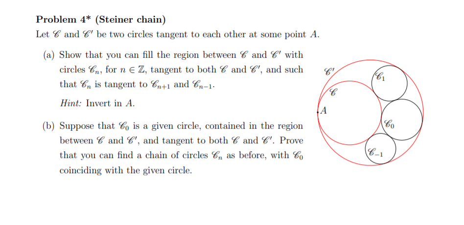 Solved Problem 4* (Steiner chain) Let C and C' be two | Chegg.com