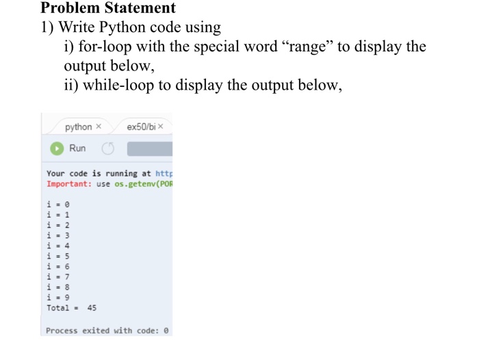 Solved Problem Statement 1) Write Python code using i) | Chegg.com