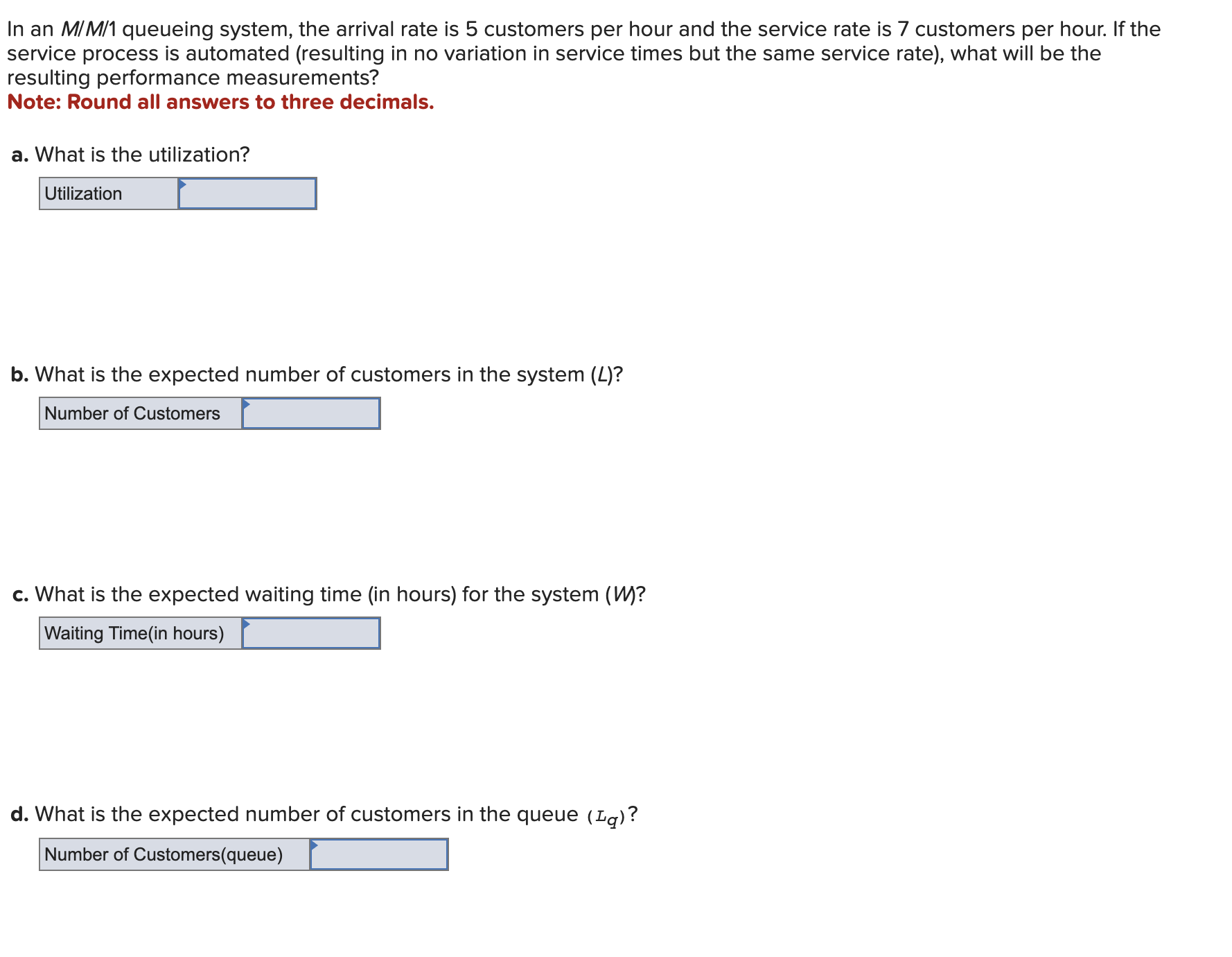 Solved In an \\( M / M / 1 \\) queueing system, the arrival | Chegg.com