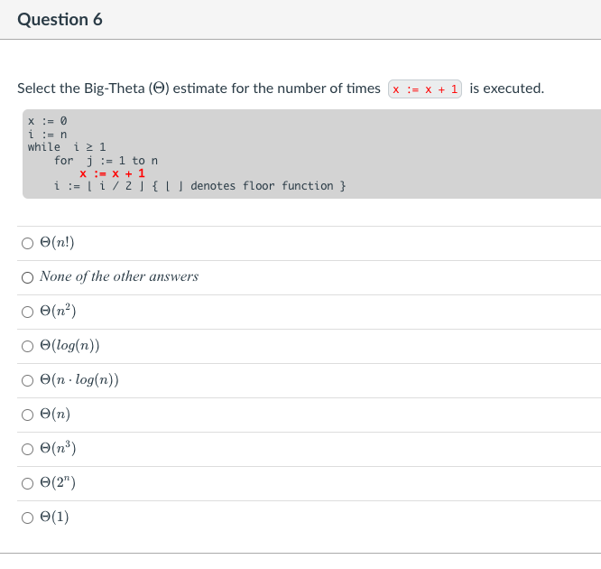 Solved Select the Big-Theta (Θ) estimate for the number of | Chegg.com