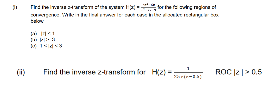 Solved Find the inverse z-transform of the system | Chegg.com
