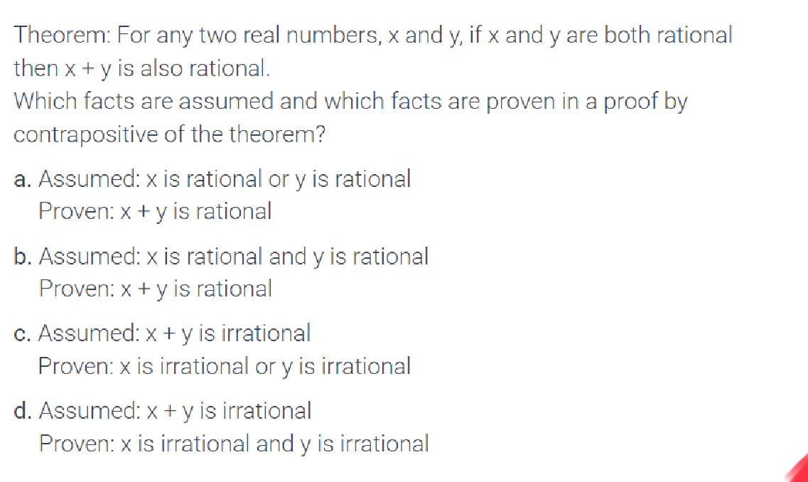 Solved Theorem: For any two real numbers, x and y, if x and | Chegg.com