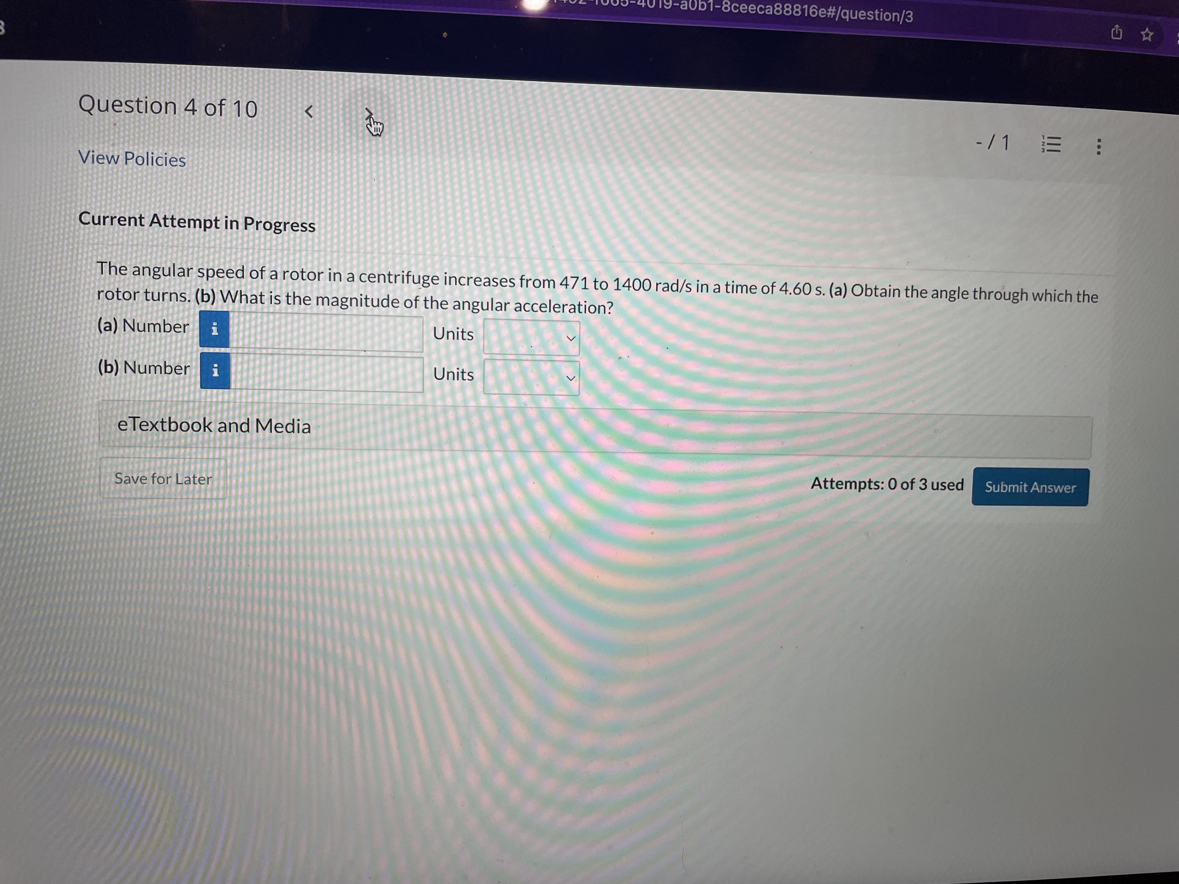 Solved Current Attempt in Progress The angular speed of a | Chegg.com