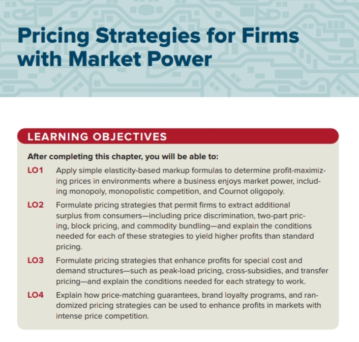 Pricing Strategies for Firms with Market Power | Chegg.com