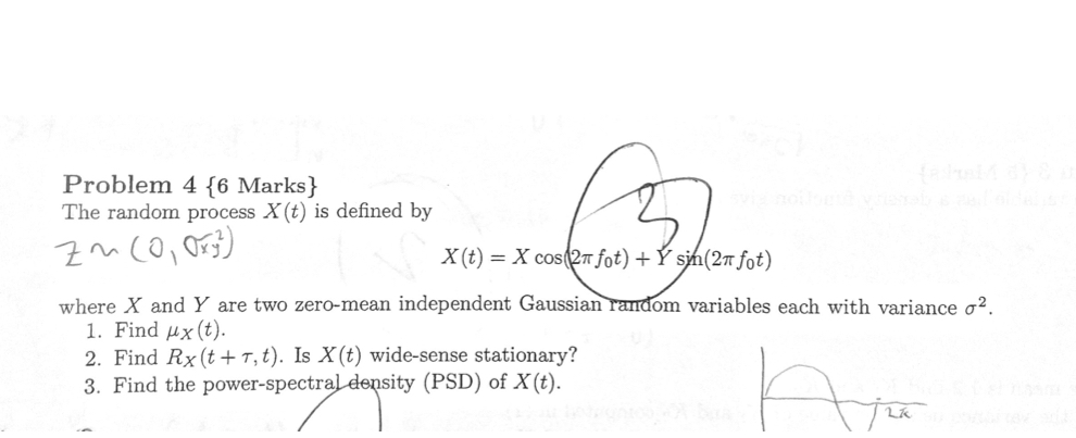 Solved Problem 4{6 Marks } The random process X(t) is | Chegg.com