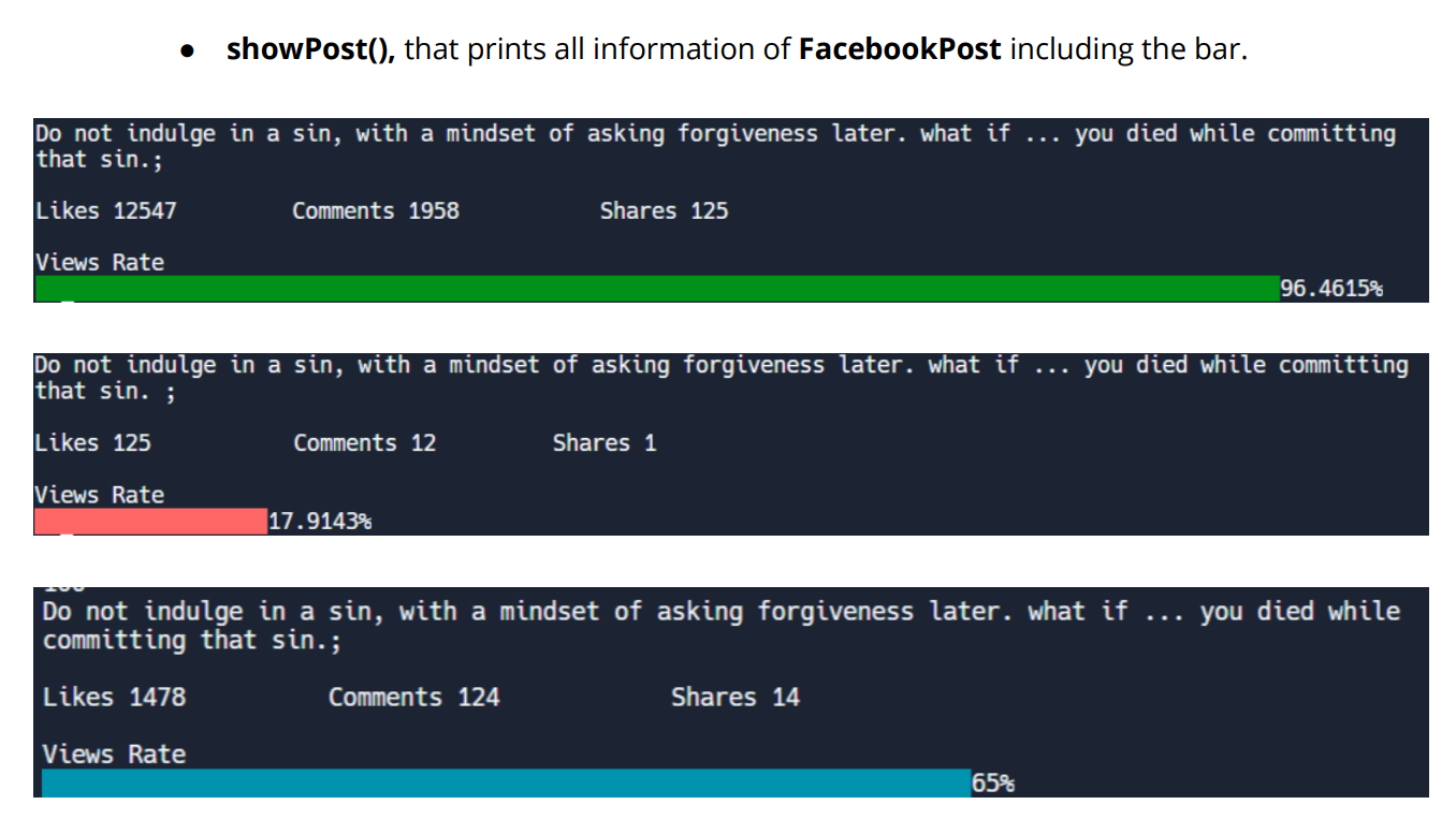 Solved Ex 1. FacebookPost Class (80 points)- The | Chegg.com