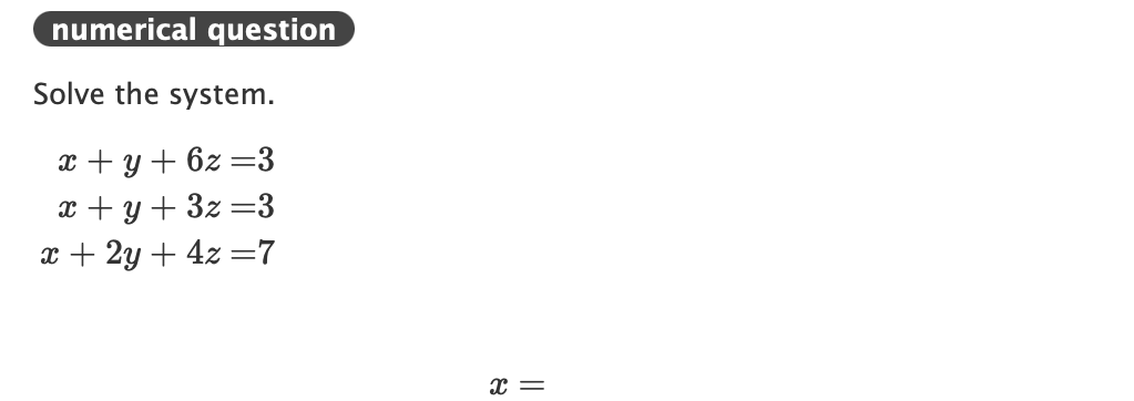 numerical question Solve the system. | Chegg.com