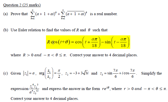 Solved (a) Prove that ∑k=1n(a+1+ai)k+∑k=1n(a+1+ai)k is a | Chegg.com
