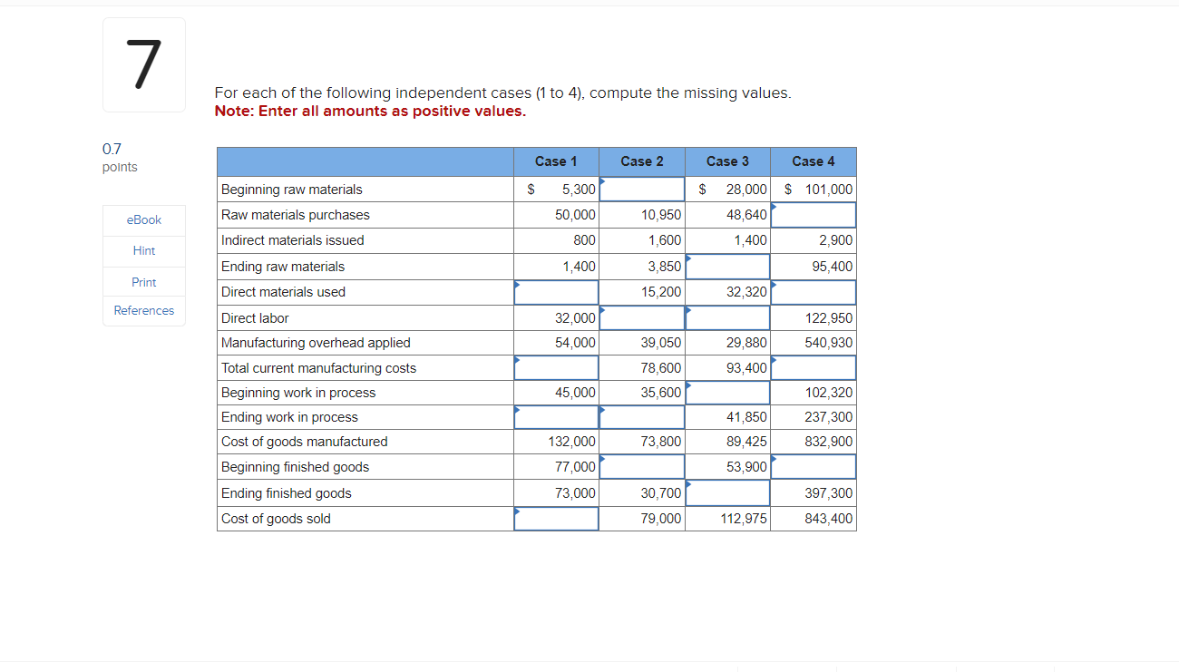 Solved For each of the following independent cases (1 to 4), | Chegg.com
