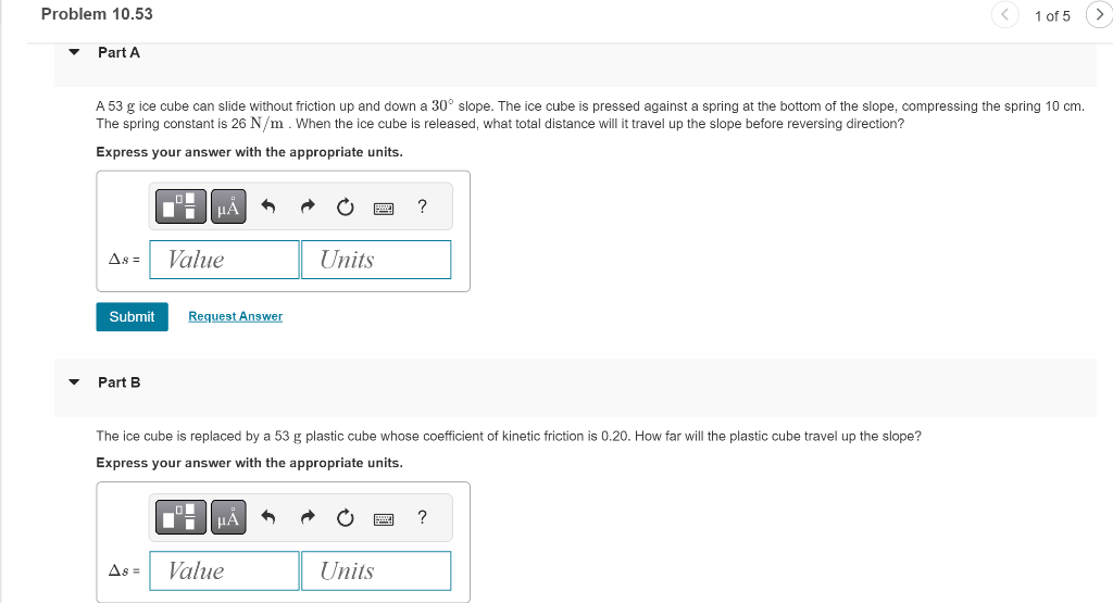Solved A 53 g ice cube can slide without friction up and | Chegg.com