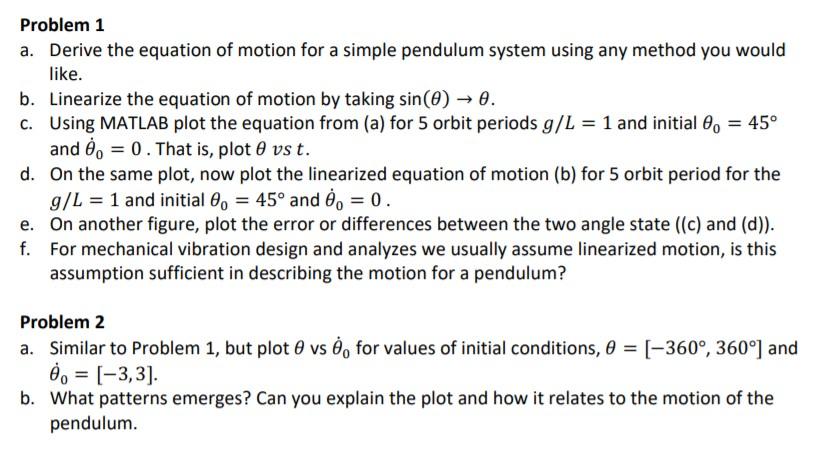 Solved Problem 1 a. Derive the equation of motion for a | Chegg.com