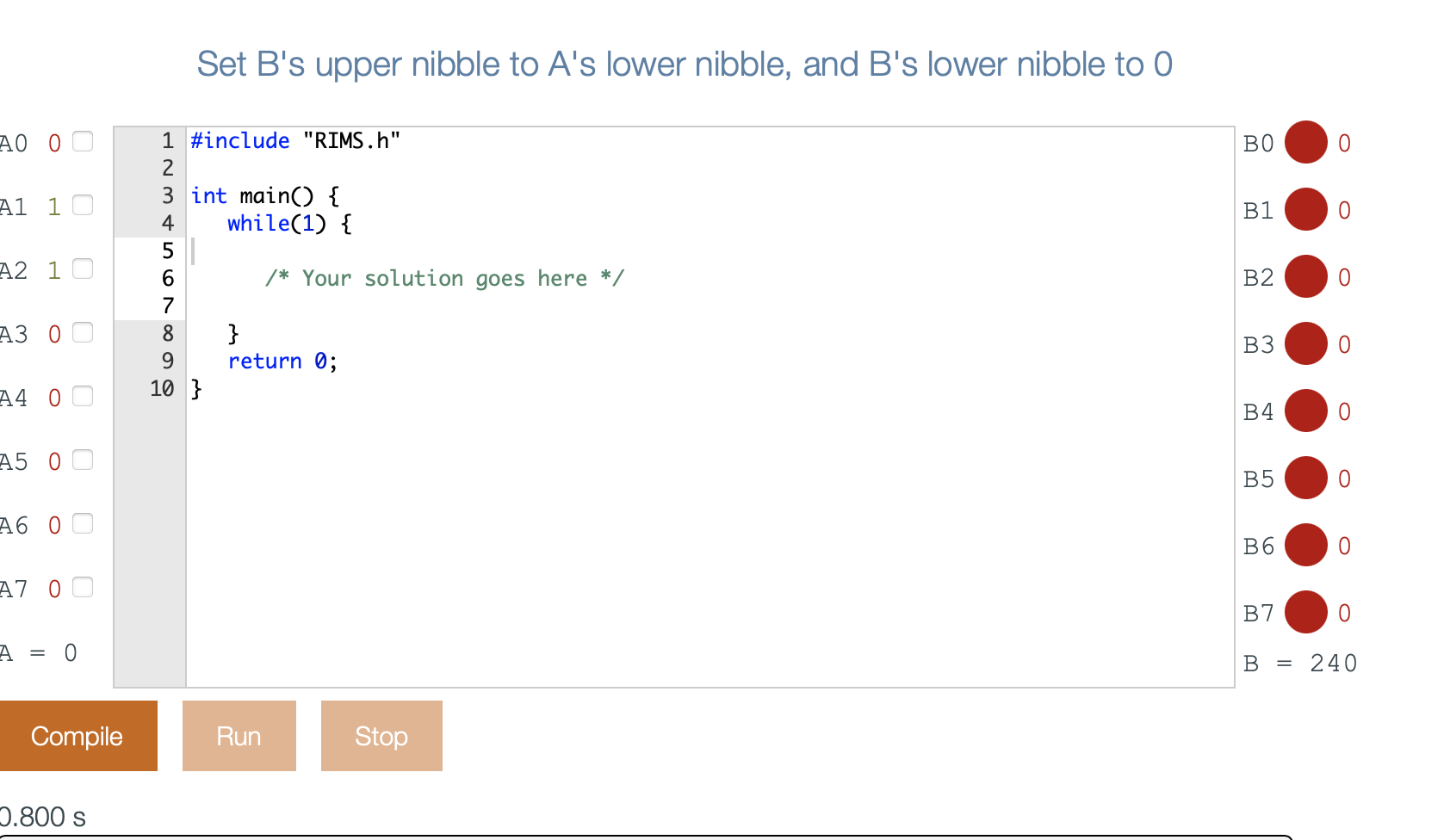 Solved Set B's upper nibble to A's lower nibble, and B's | Chegg.com