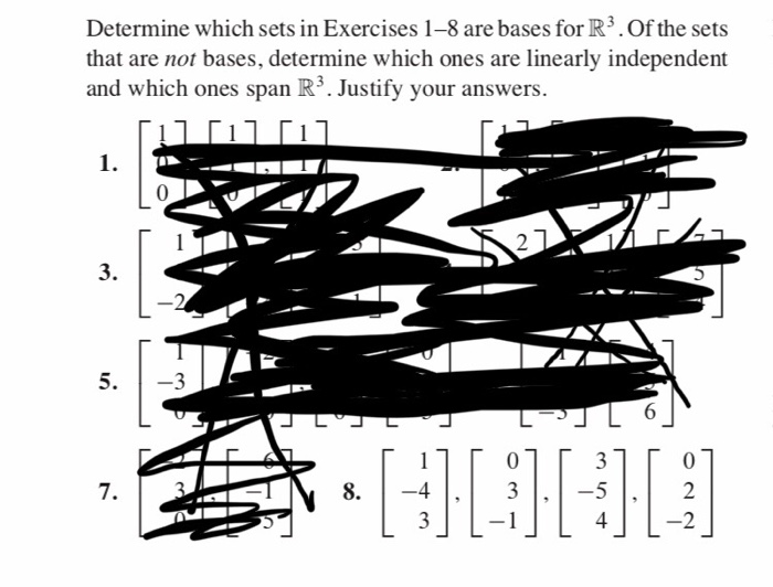 Solved Determine Which Sets In Exercises 1 8 Are Bases For