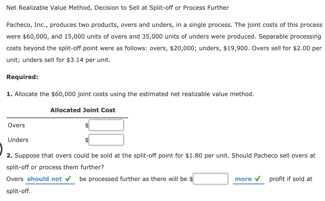 Solved Net Realizable Value Method, Decision to Sell at | Chegg.com
