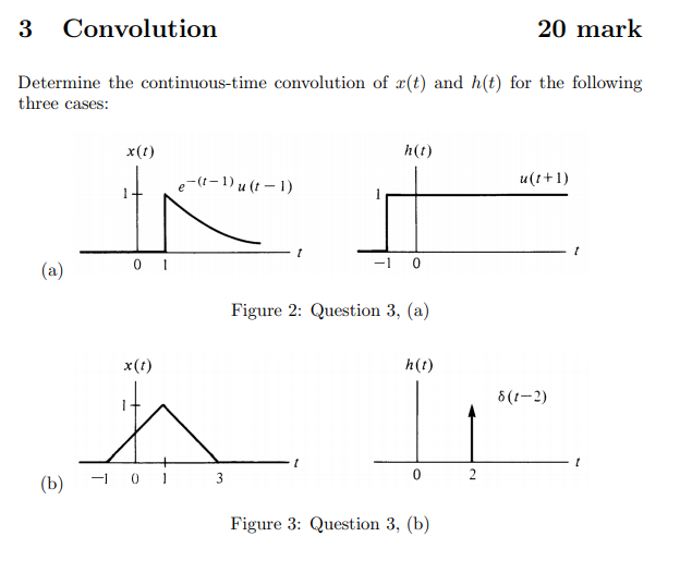 Solved 3 Convolution 20 mark Determine the continuous-time | Chegg.com