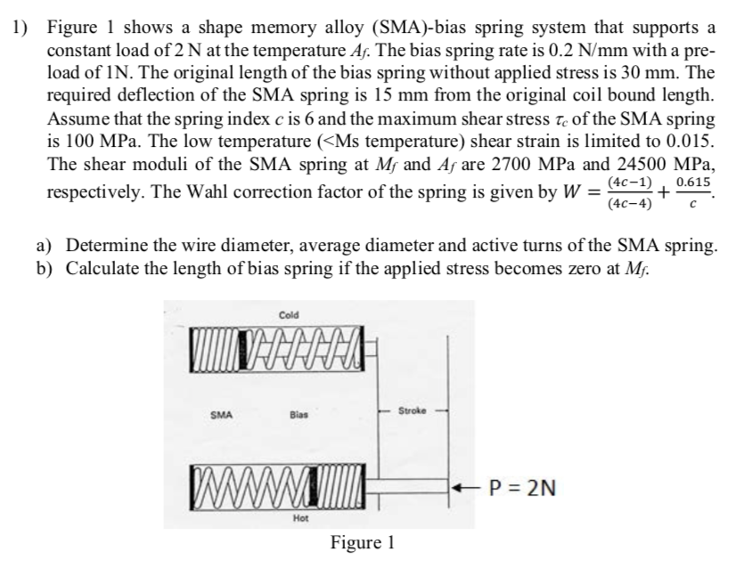 1)Figure 1 shows a shape memory alloy (SMA)-bias | Chegg.com