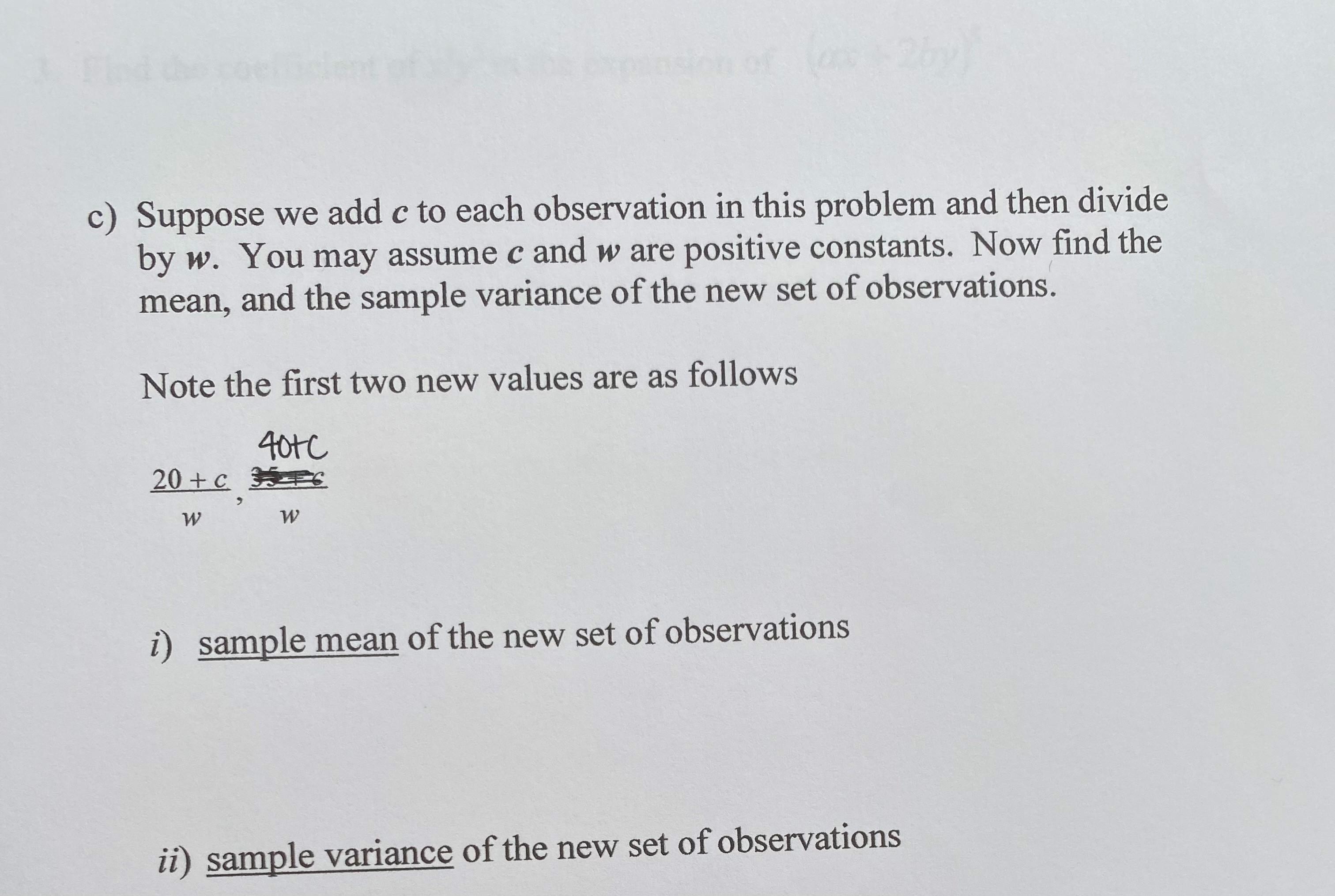 Solved Given the following observations, calculate the | Chegg.com