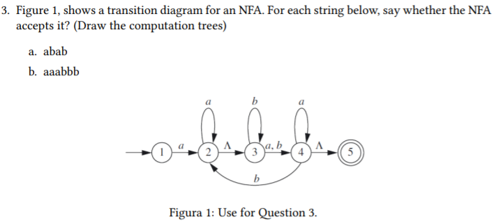 Solved 3. Figure 1, shows a transition diagram for an NFA. | Chegg.com