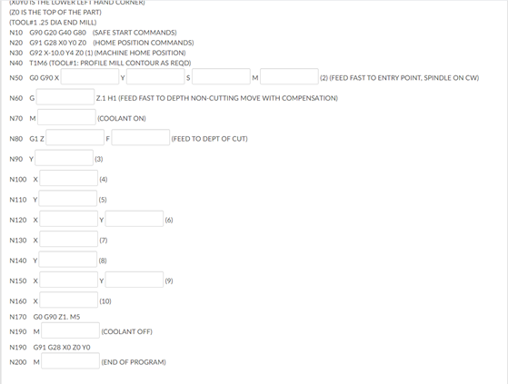Solved 2- Write a word address program for milling the | Chegg.com