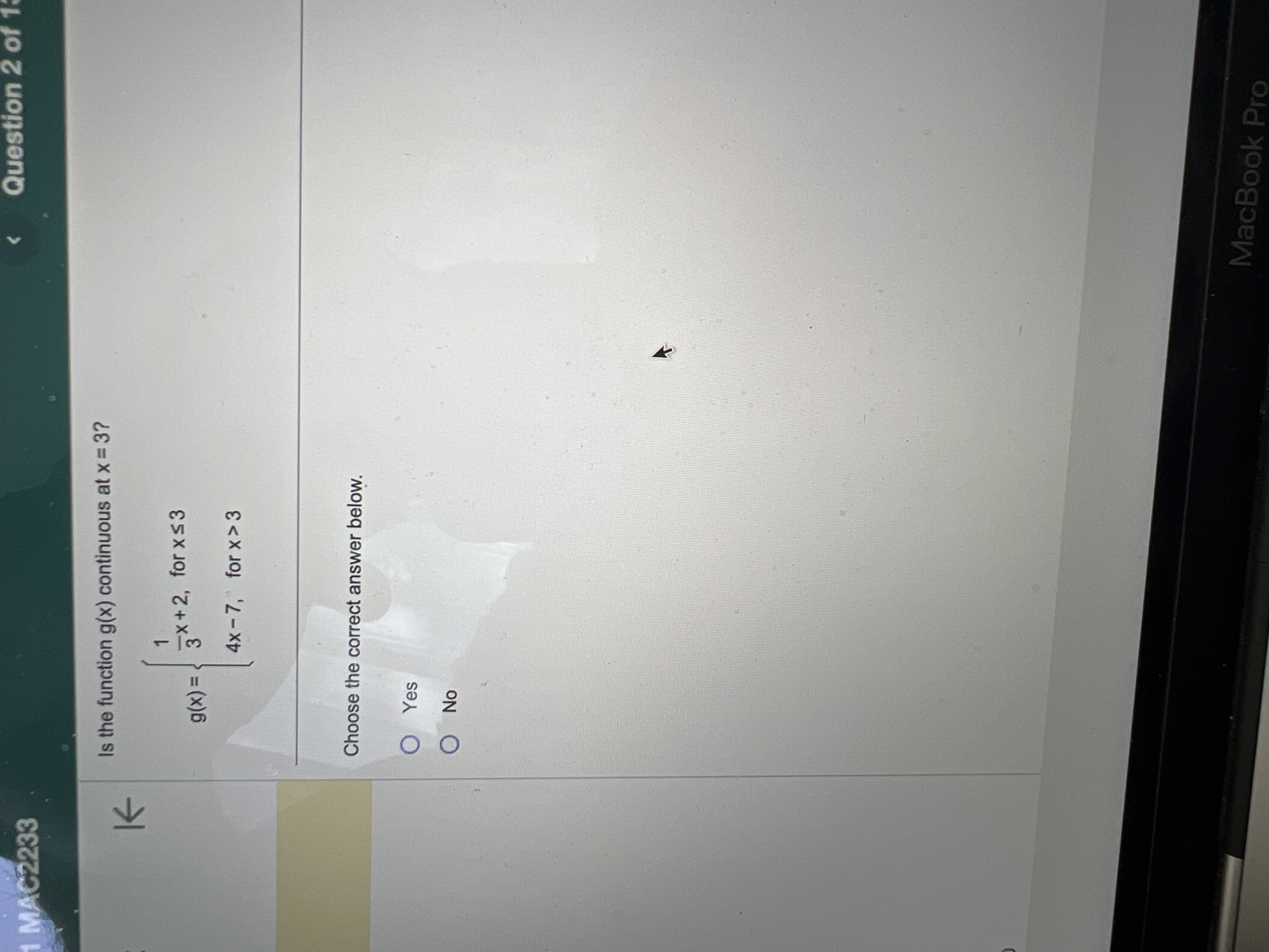 Solved Is the function g(x) continuous at x=3 ? | Chegg.com
