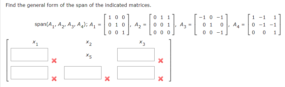 Solved Find the general form of the span of the indicated | Chegg.com