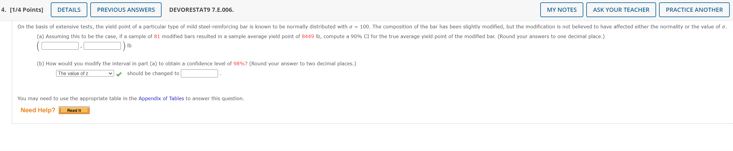 Solved 4. [1/4 Points] DETAILS PREVIOUS ANSWERS DEVORESTAT9 | Chegg.com