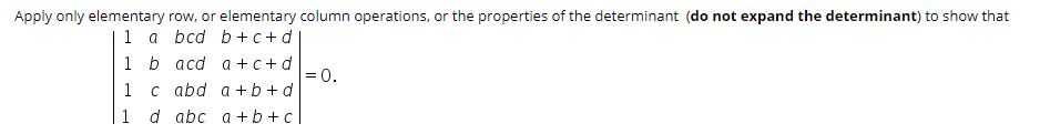 Solved Apply only elementary row, or elementary column | Chegg.com