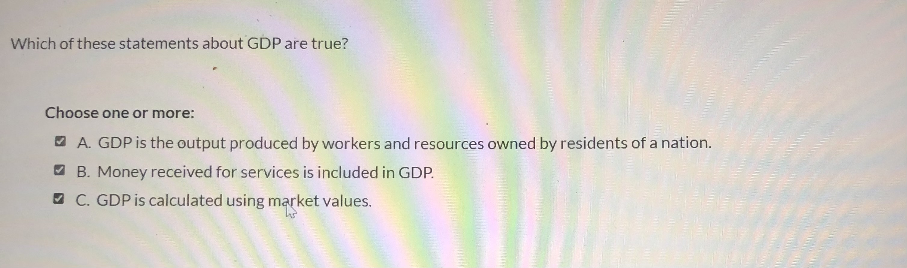 Solved Which of these statements about GDP are true?Choose | Chegg.com
