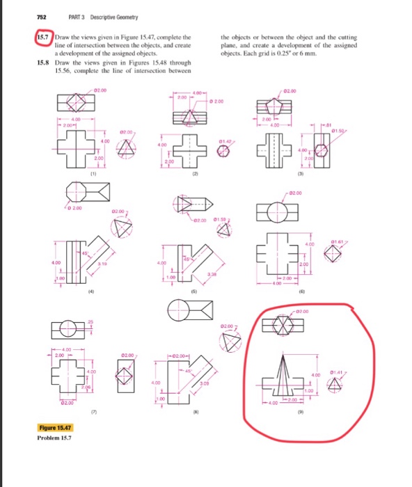 Solved 752 PART 3 Descriptive Geometry 5.7 Draw the views | Chegg.com