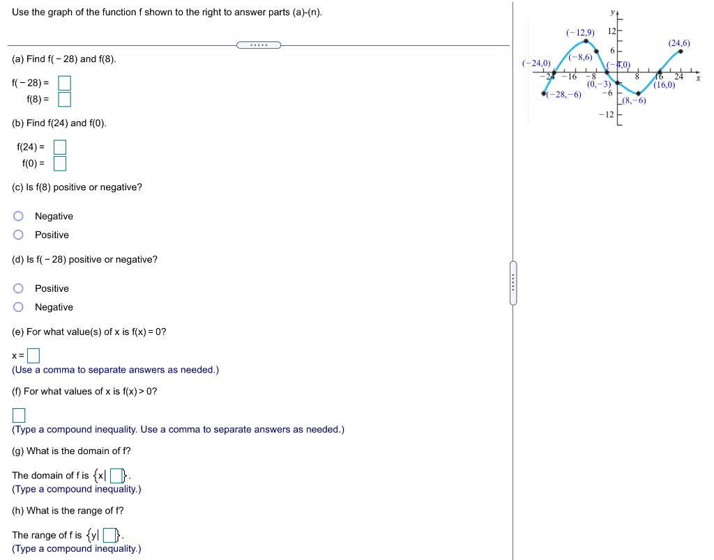 Solved Use the graph of the function f shown to the right to | Chegg.com