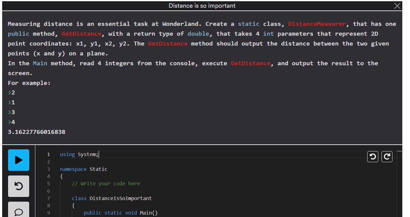 Solved Distance is so important Use c#, ****** USE C# Use | Chegg.com