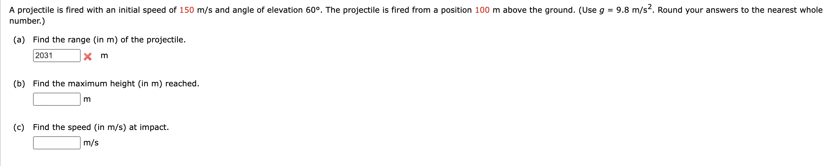 Solved number.) (a) Find the range (in m ) of the | Chegg.com